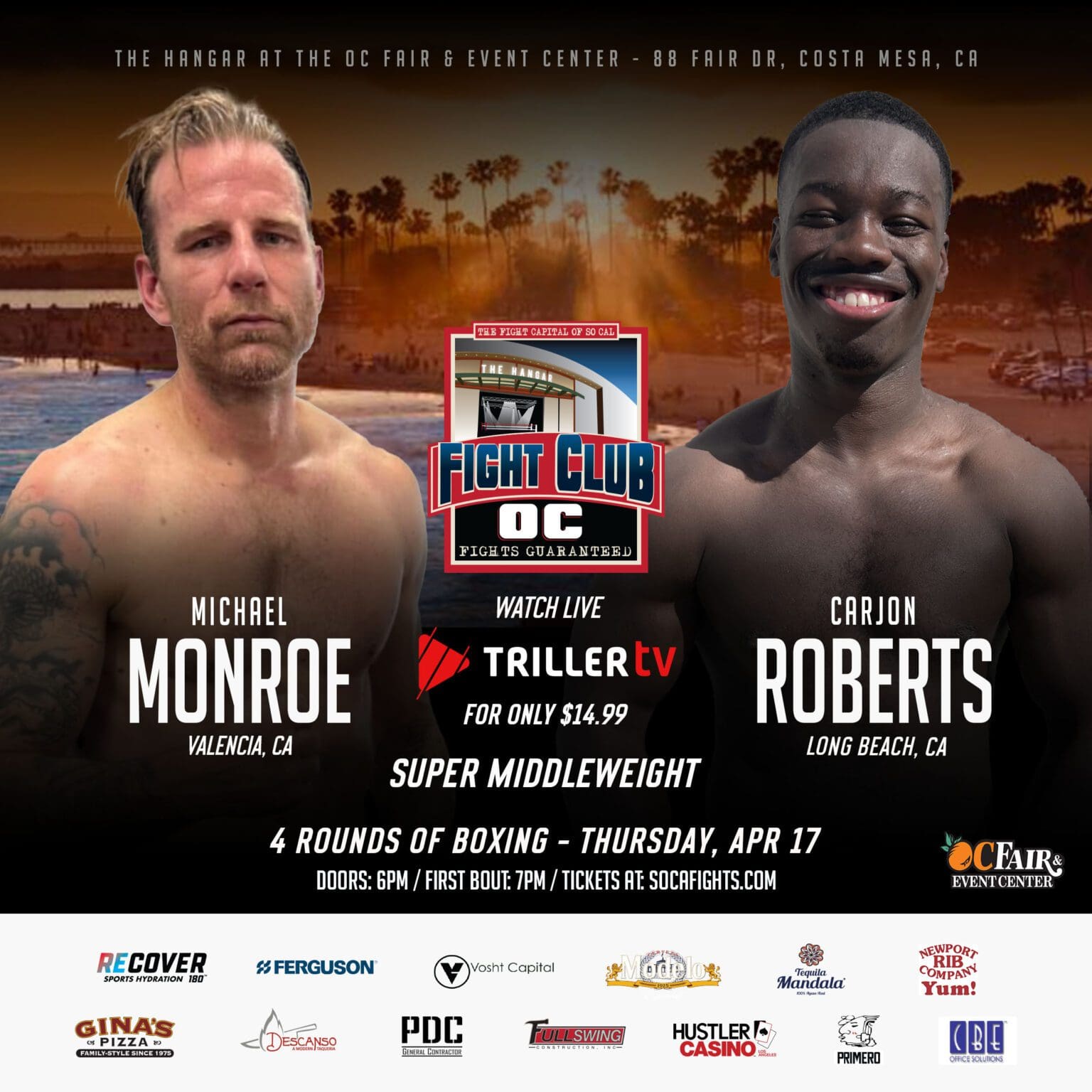 Six Bouts Set For April 17th Fight Club OC SHow | SOCA Fights